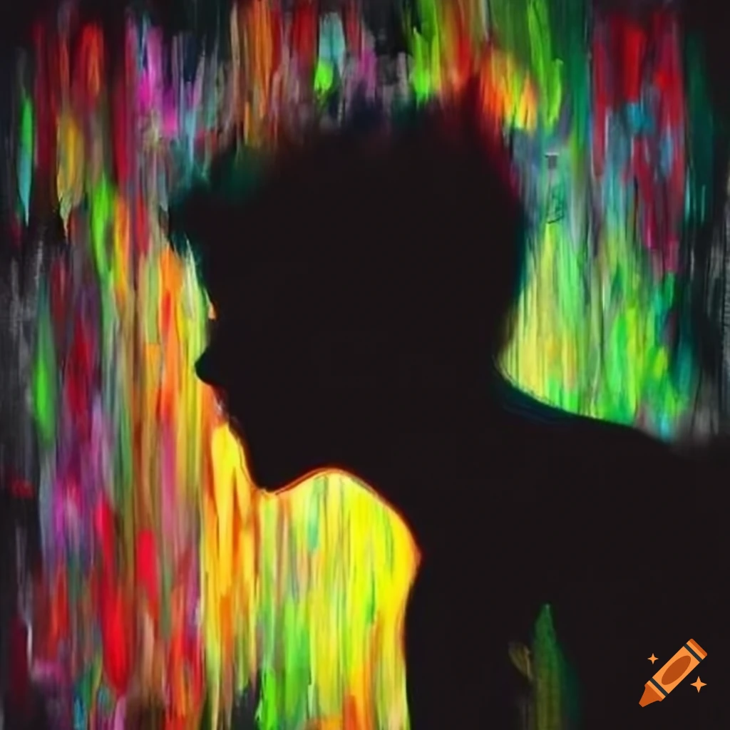 Draw a human silhouette enjoying dancing and drenched in the rain in ...