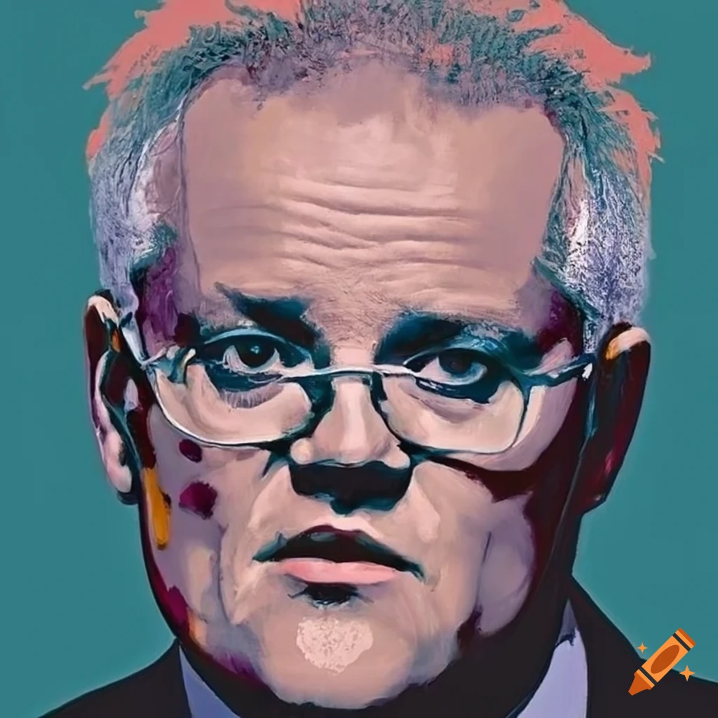 Painted portrait of scott morrison in andy warhol style