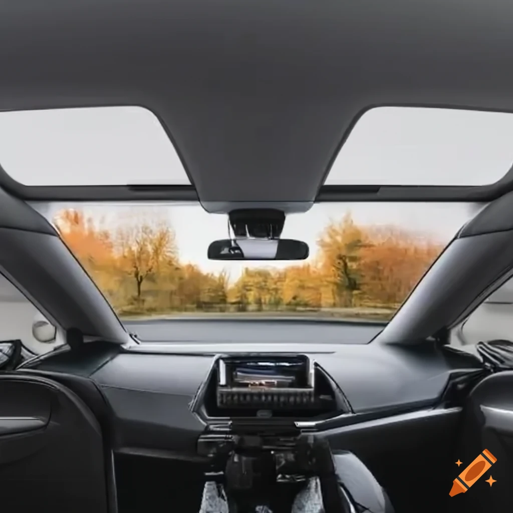 Create image of a sedan with open sunroof top view on Craiyon
