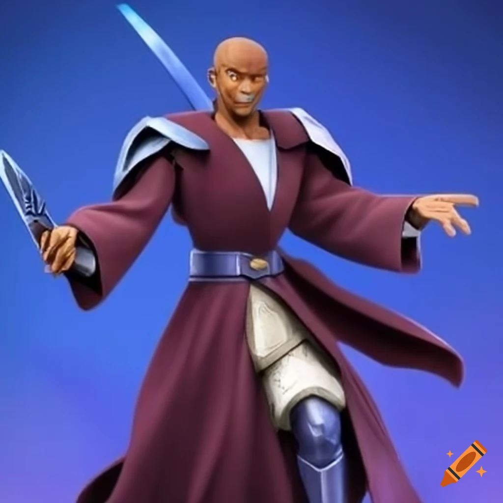 Hyoga fusion mace windu as blue templar knight with sword on Craiyon