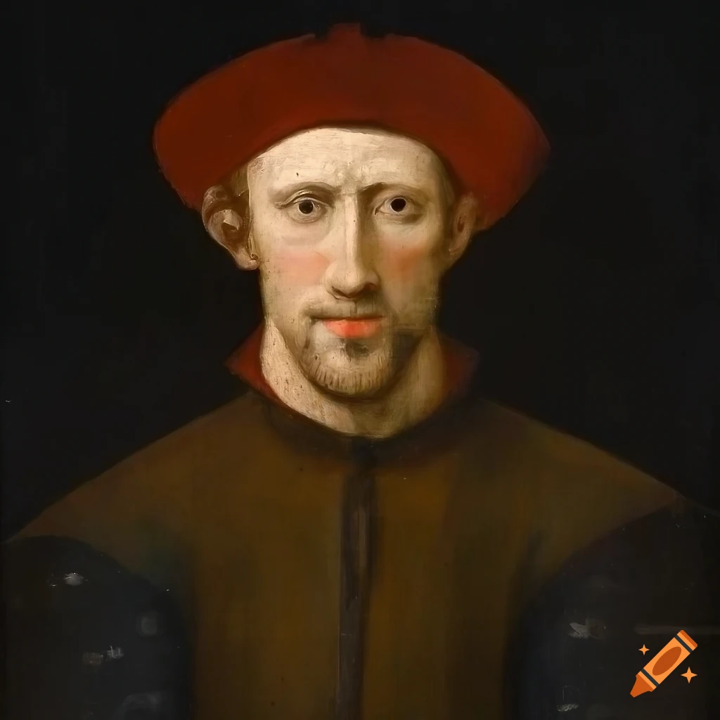 An early 15th century portrait painting of an English Longbowman, front ...