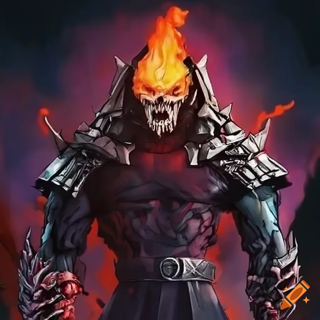 The shredder fused with ghost rider on Craiyon