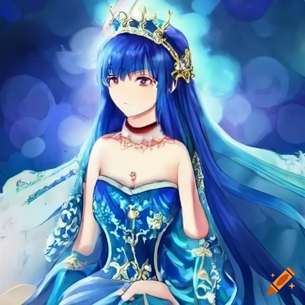 Blue empress in anime style on Craiyon
