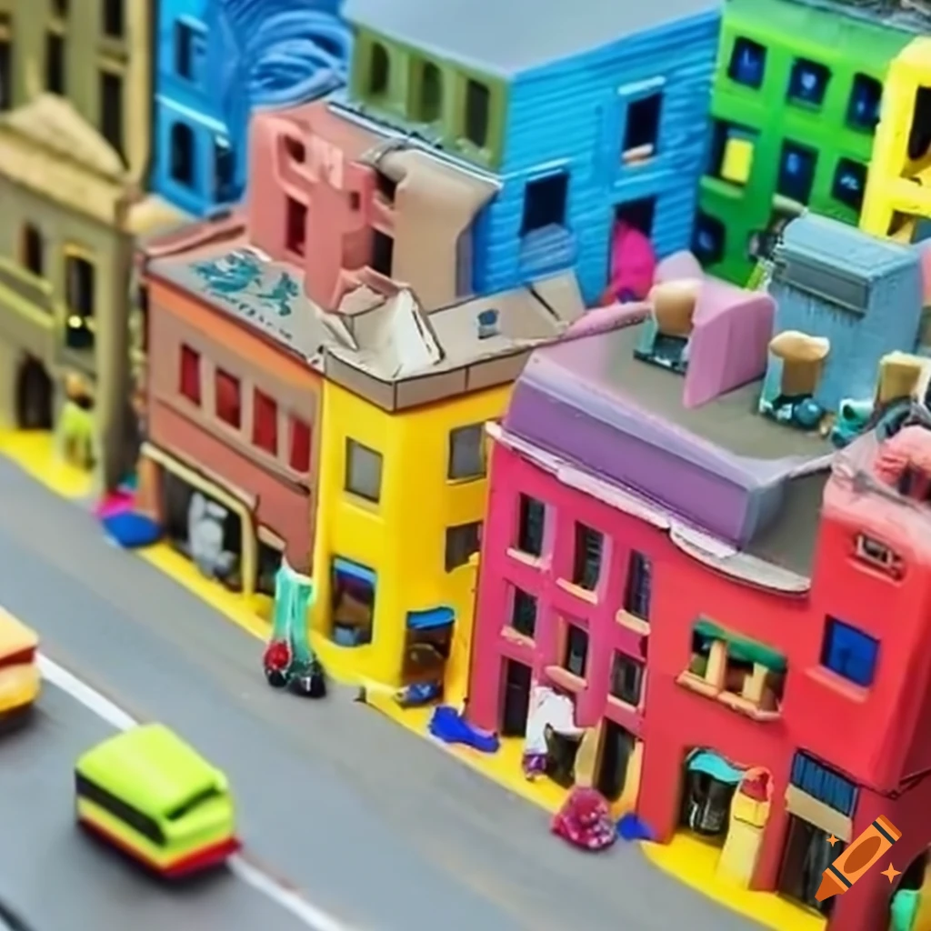 Tiny colorful model city on Craiyon
