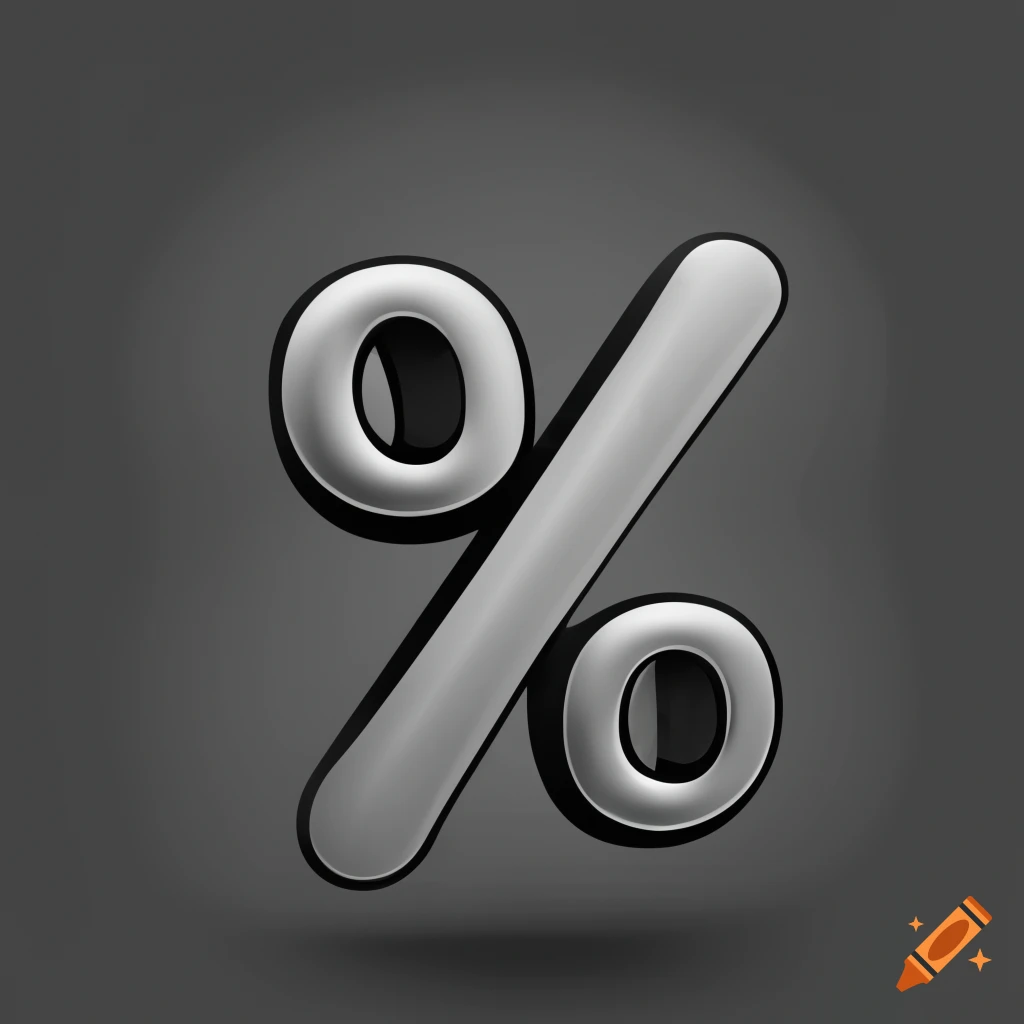 Percent icon with black background on Craiyon