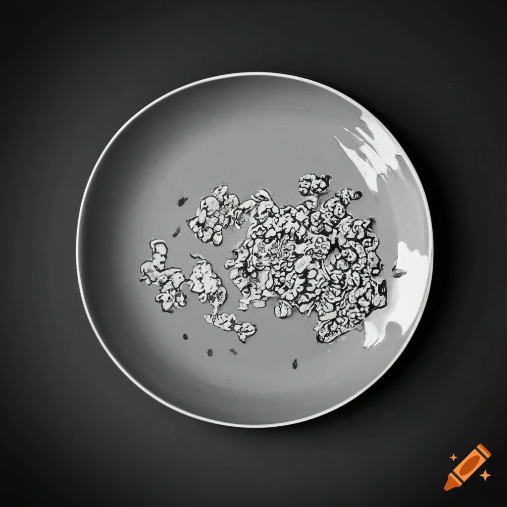 Crumbs on a dinner plate
