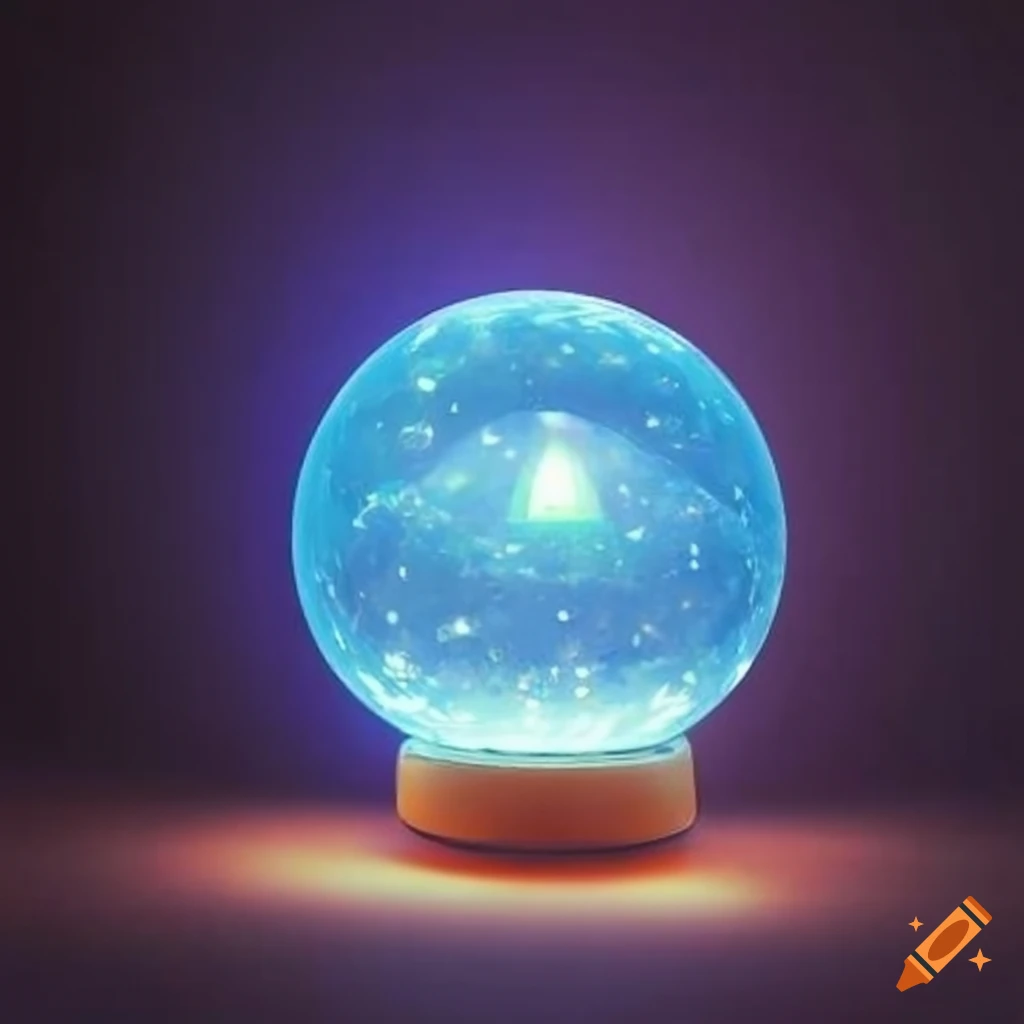 Beautiful crystal sphere with a glowing golden stone at its center on ...