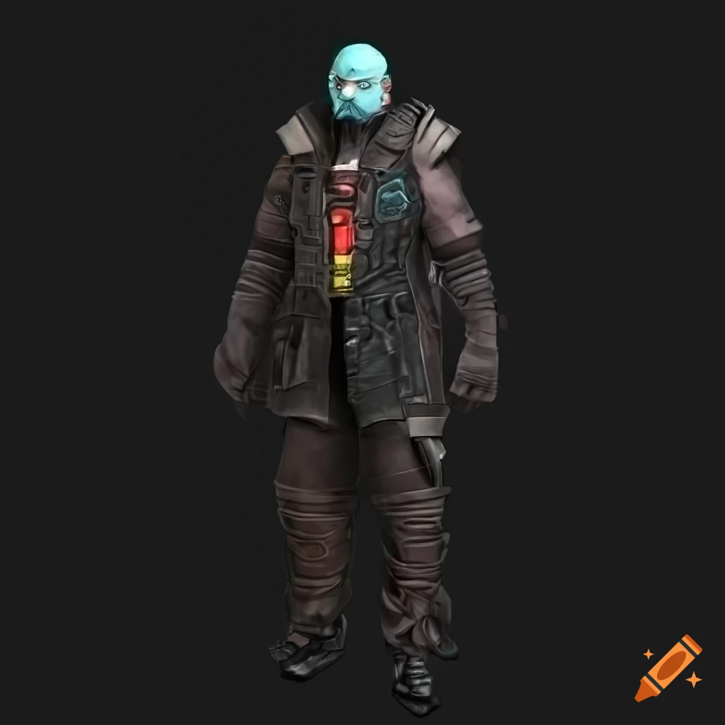 Cyberpunk character model full body view proportional on Craiyon