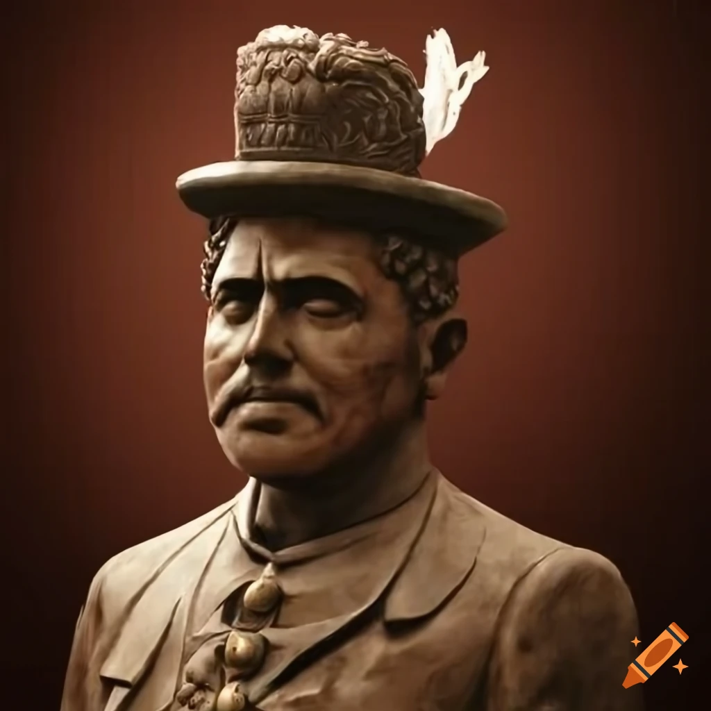 Make a statue image. Image must have: Visual of victoriano huerta 2 ...