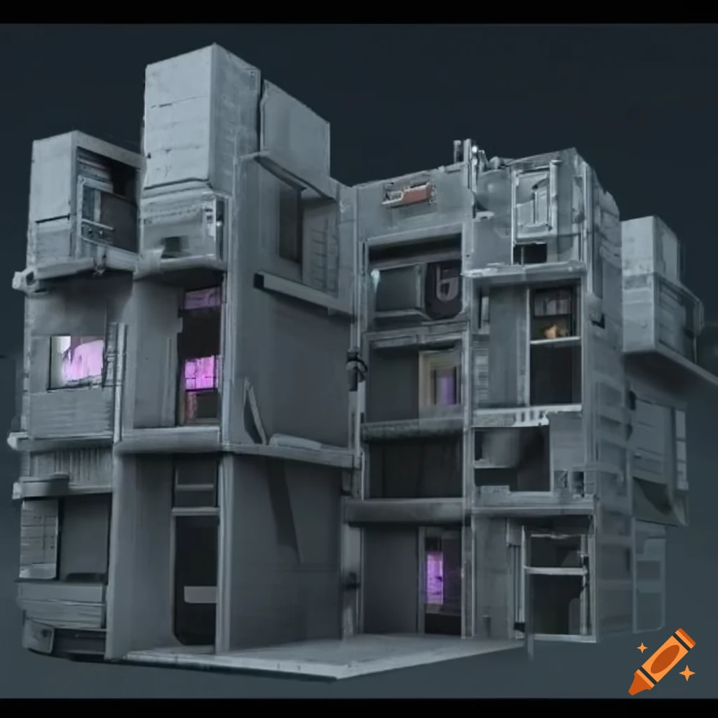 Cyberpunk dystopian housing unit