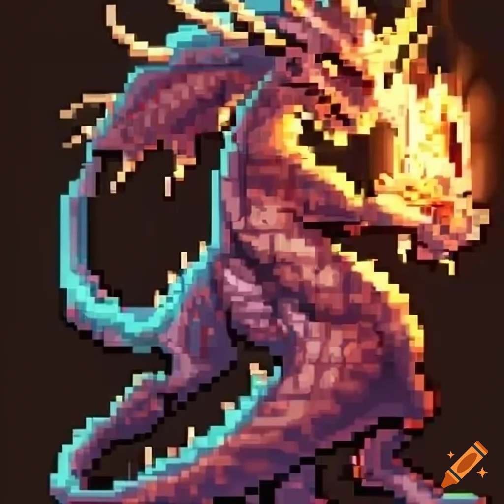 A dragon in the 16-bit art style on Craiyon