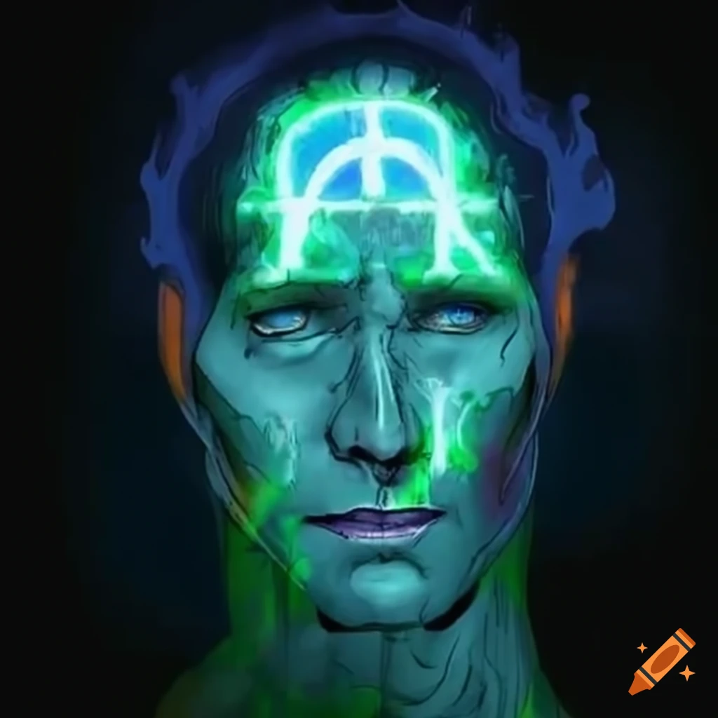 Comic psychic superhero with energy emission from his head