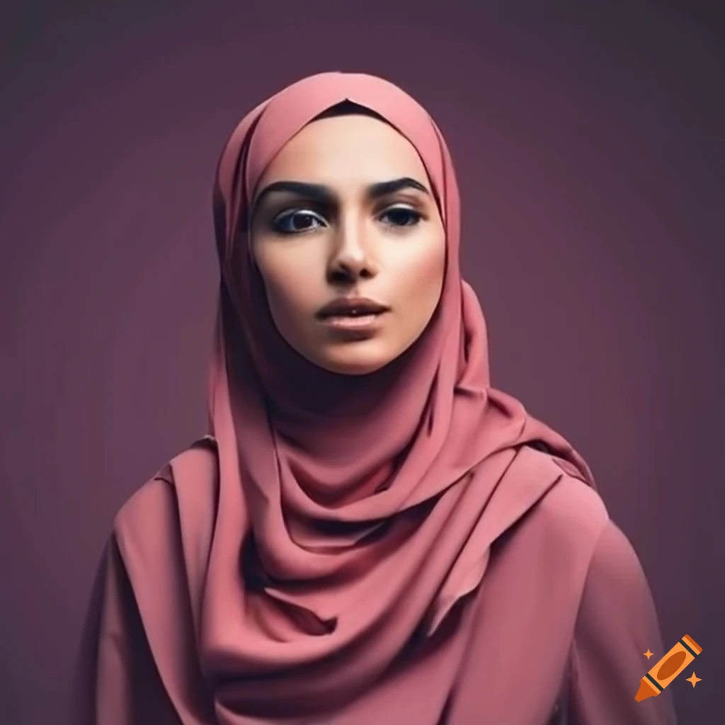 Arabic woman wear hijab looks at camera
