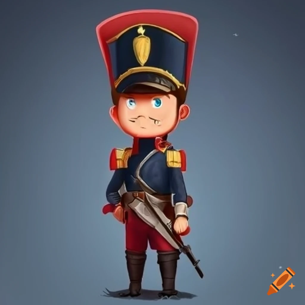 Pixar napoleon's infantryman chibi character design on Craiyon