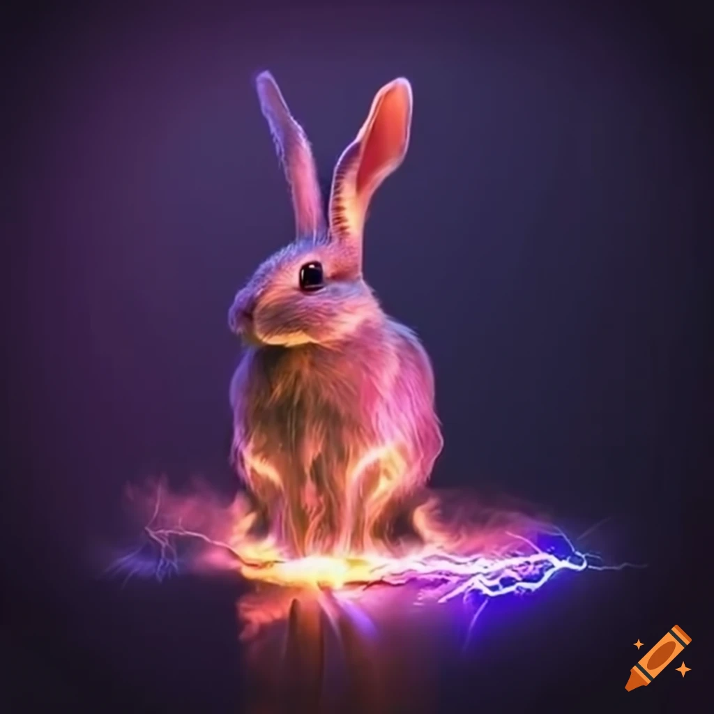 An electric rabbit with lightning effect on Craiyon