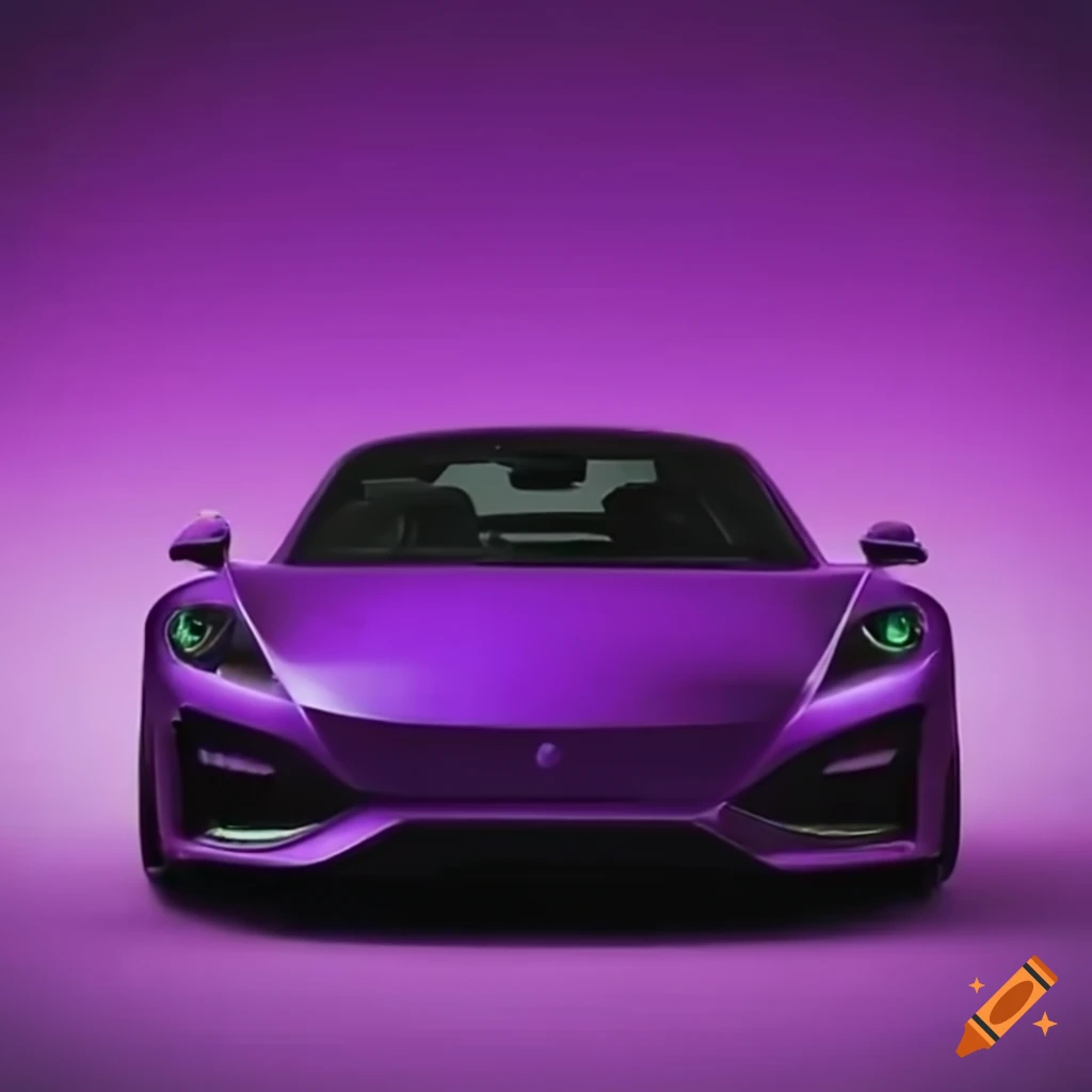 A sleek purple colour colour car cruising on cinematic road on Craiyon
