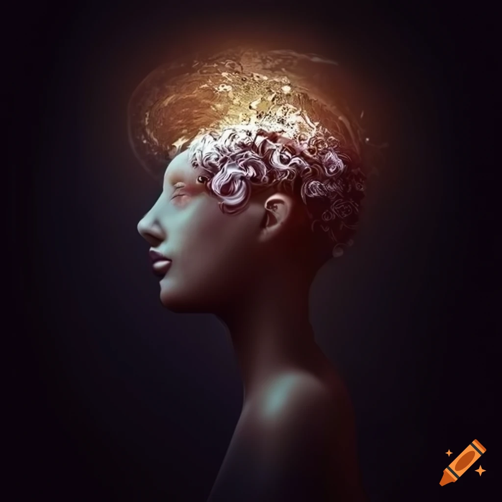 Conceptual illustration of thoughts floating out of a person's mind