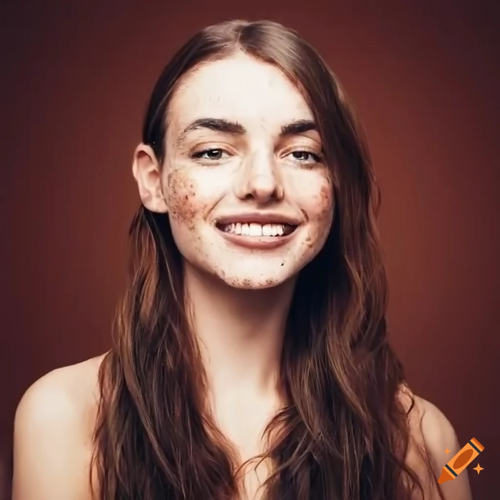 Beautiful young woman delicate freckles cheerful smile on Craiyon