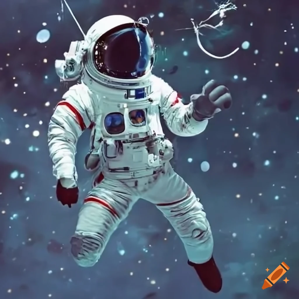 Astronaut enjoying music while floating in space on Craiyon