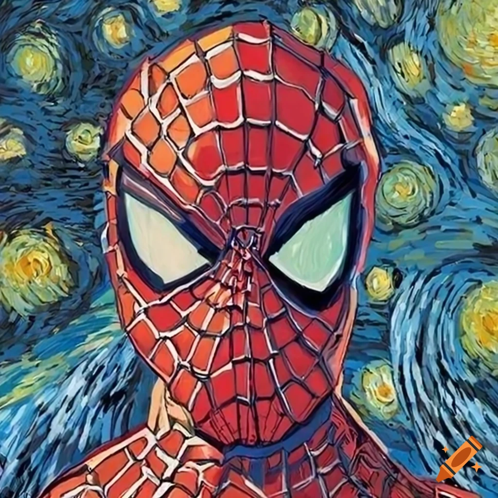 A unique spider-man artwork inspired by van gogh's style
