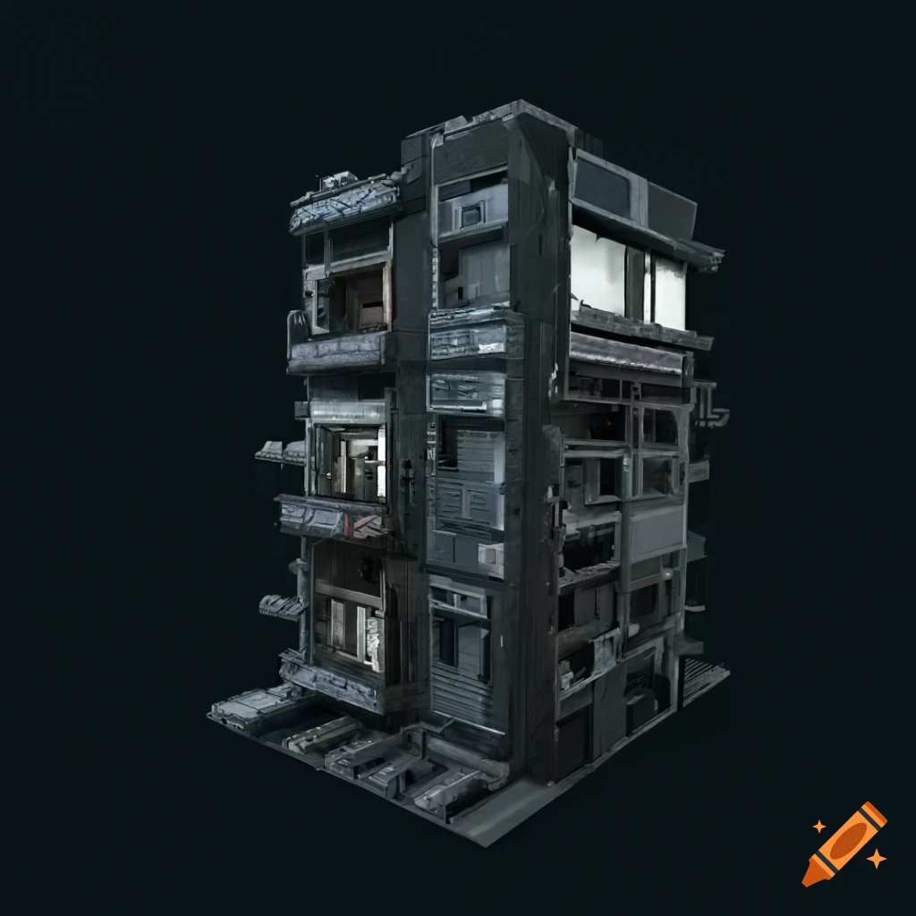 Cyberpunk dystopian housing unit