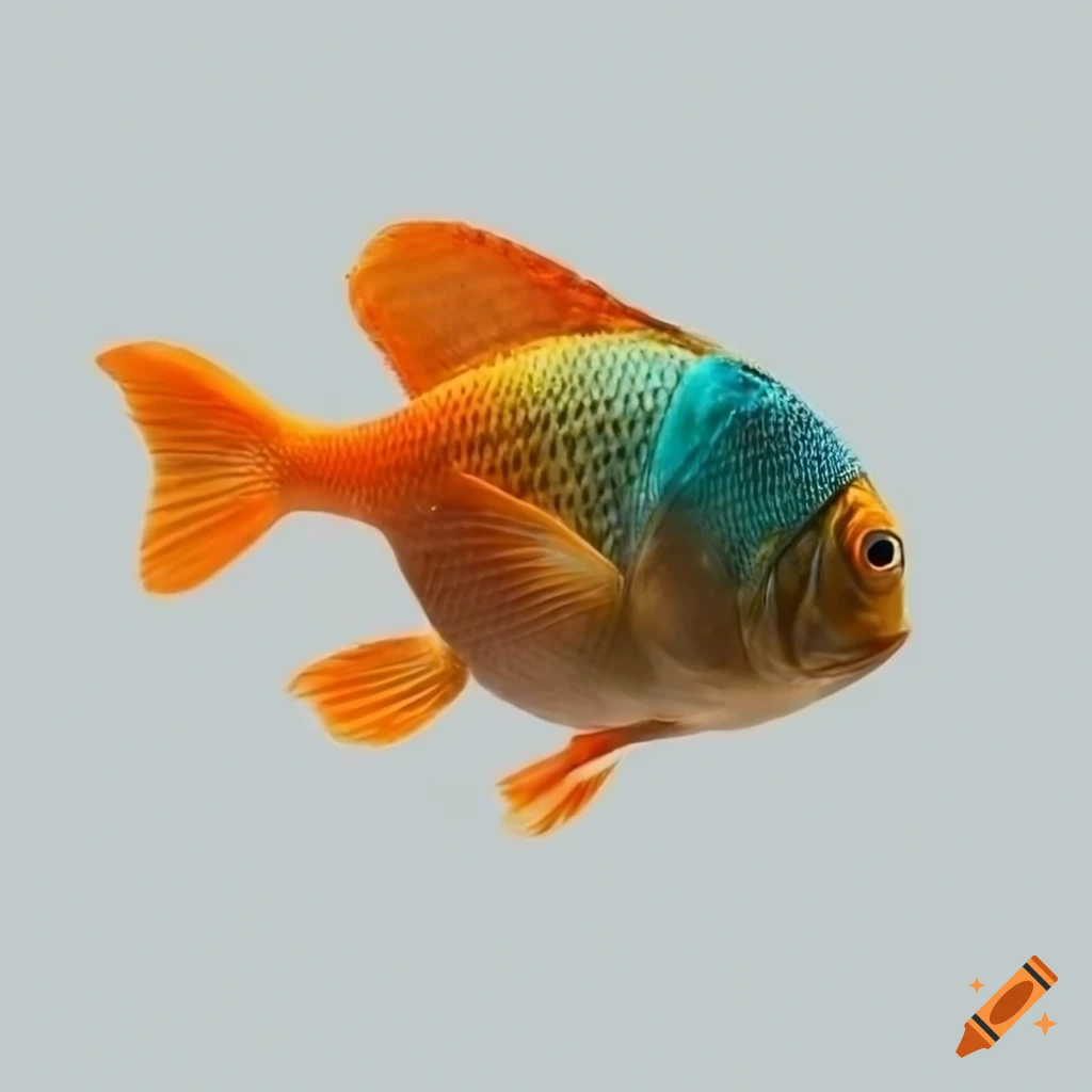 Full body shot of fish white background