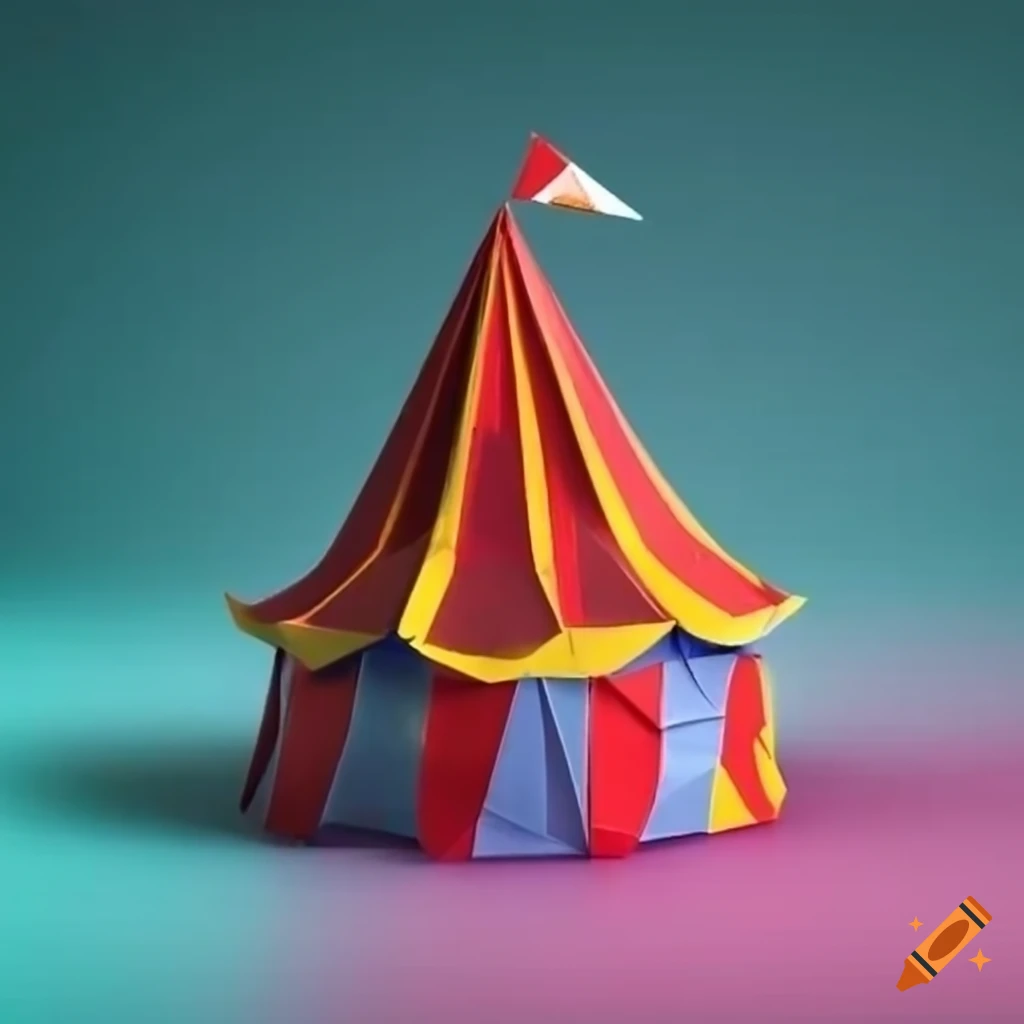 Colorful realistic 3d origami of a circus on Craiyon