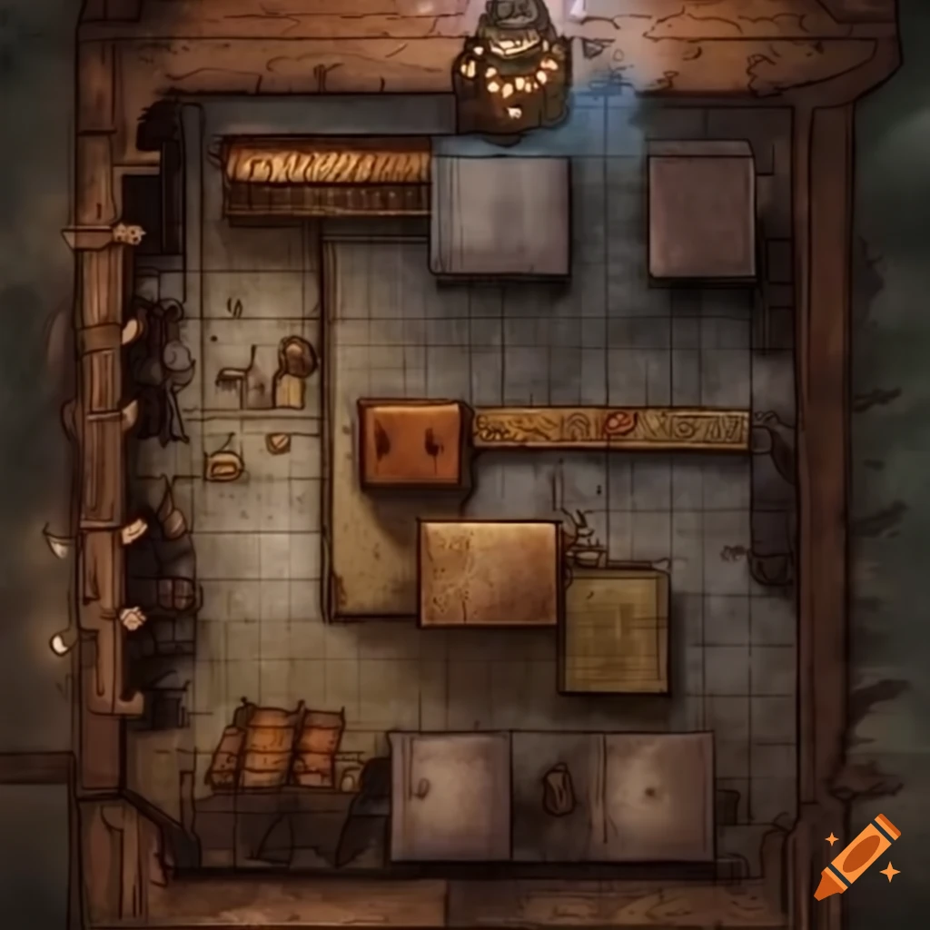 D&D Battle Map of a coffee shop on Craiyon