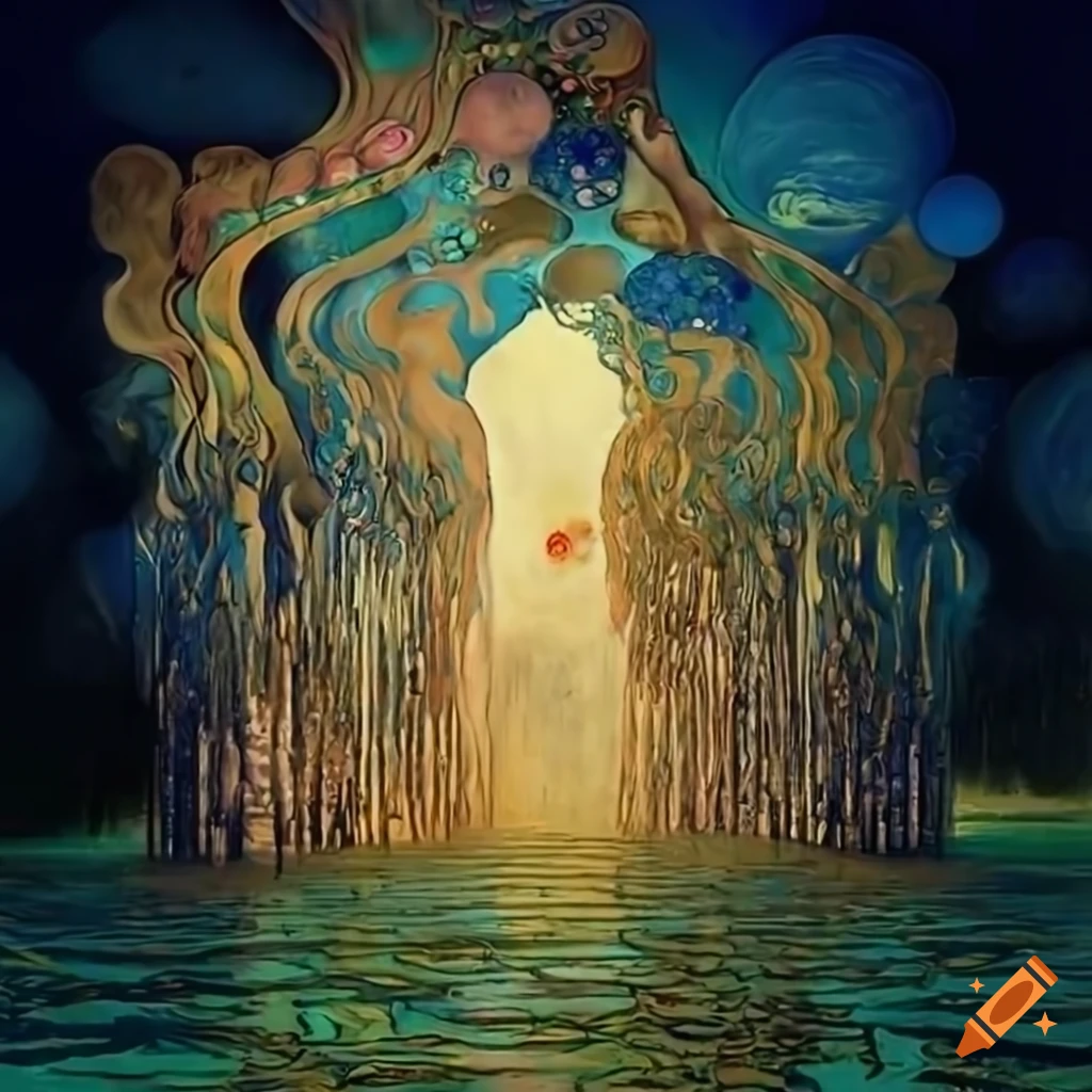 In high definition, 8k, columns, surreal planets, shaded fragments ...