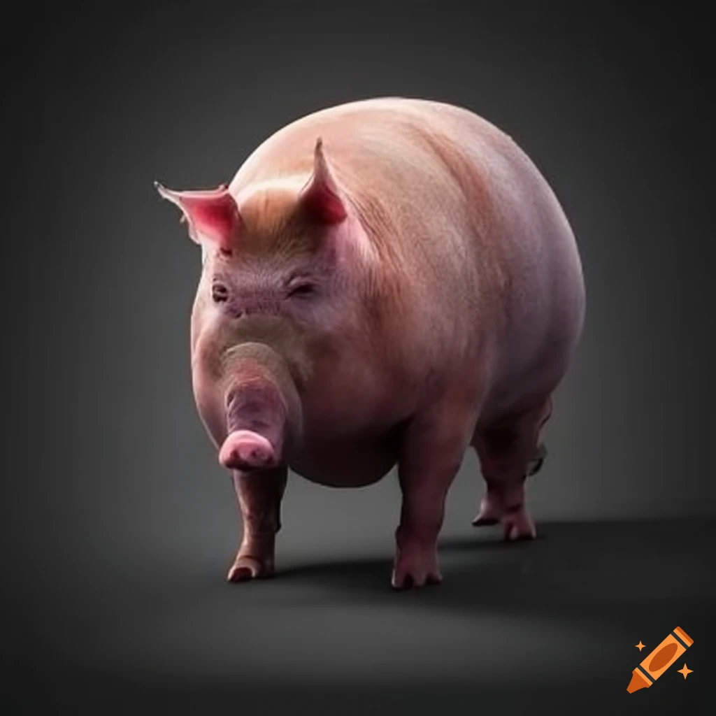 Fat man riding a pig