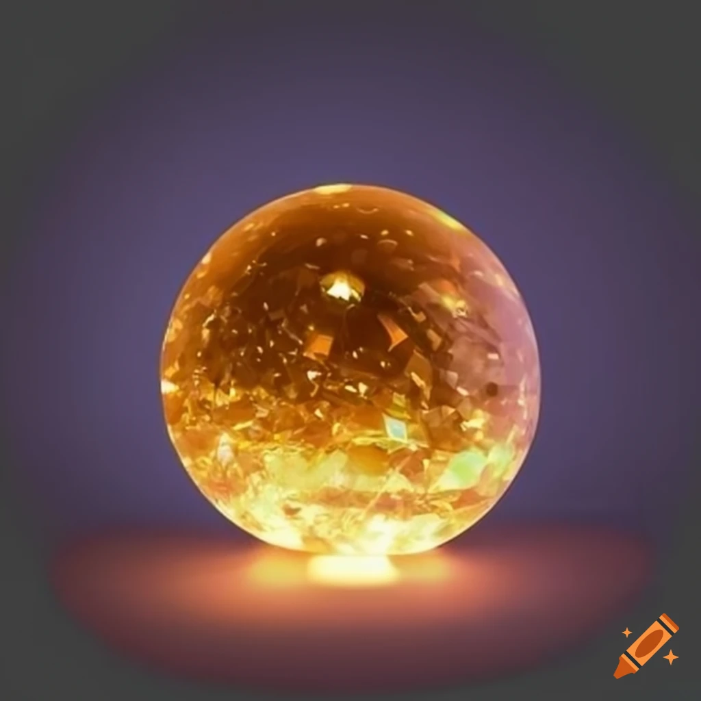 Golden stone in a crystal glowing sphere