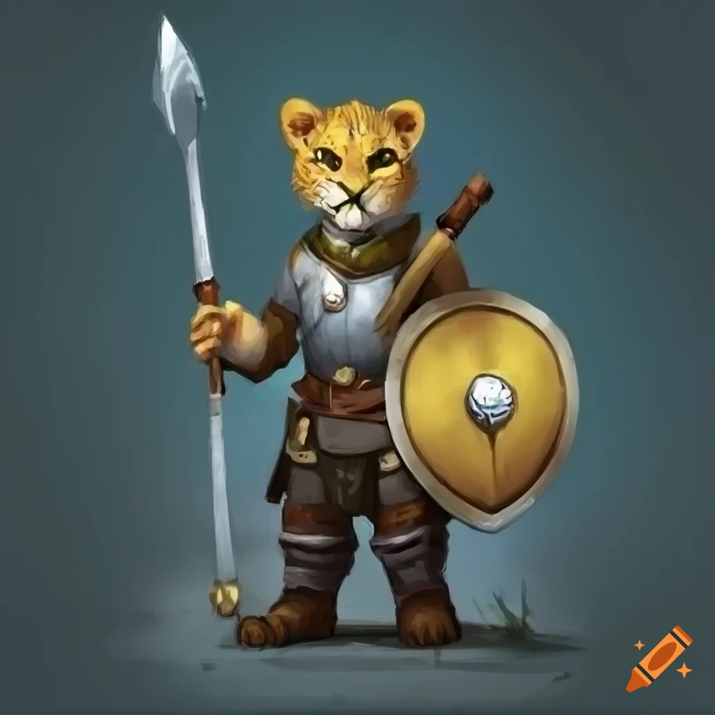 Lion cub artificer from DND 5e wearing half plate with a shield and ...