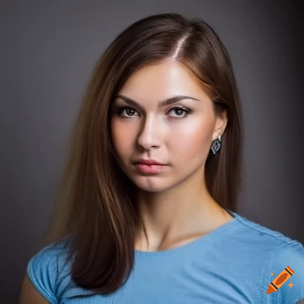 A photorealistic upper body portrait of a pretty russian woman ,Shot on ...