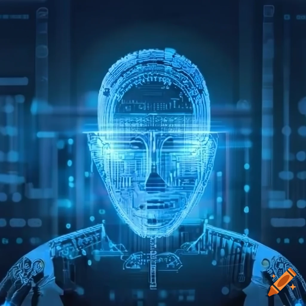 Cyber security with blockchain blue on Craiyon