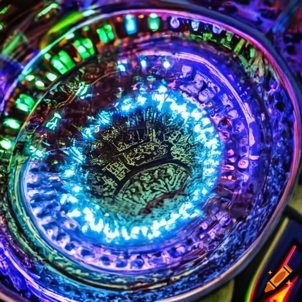 Pinball machine --metal ball --high detail --neon light --surprising ...