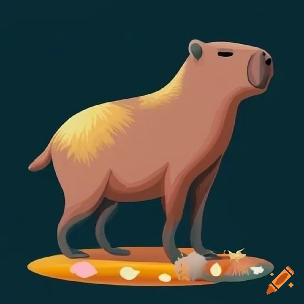 A whimsical capybara with a cute boho style