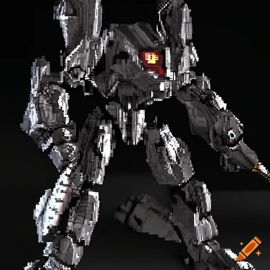 Powerful pixel art exaggerated armored core