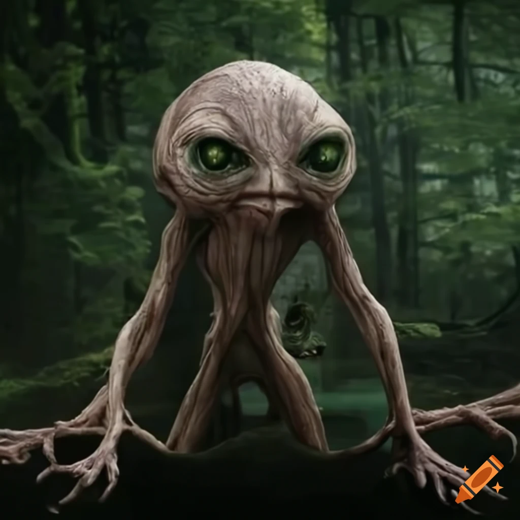 Hyper realistic alien tree creature