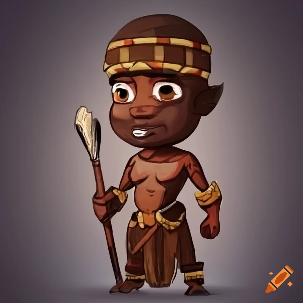 Pixar zulu warrior chibi character design