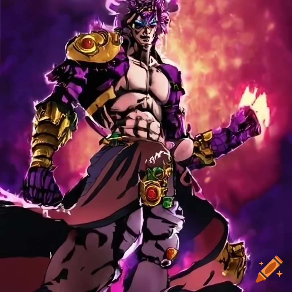 An epic warrior with elemental powers, inspired by jojo's style on Craiyon