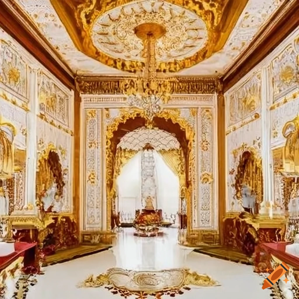 Opulent white interior of an exquisite indian palace on Craiyon