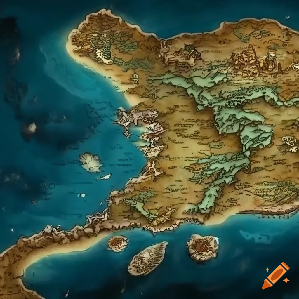 Fantasy map of a fictional world