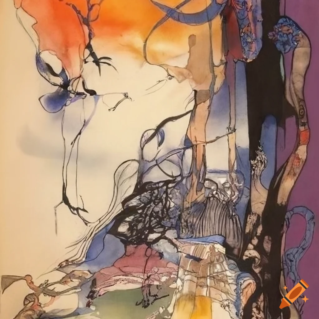 Robert Rauschenberg japanese art nouveau WATERCOLOUR AND INK YOSHITAKA ...