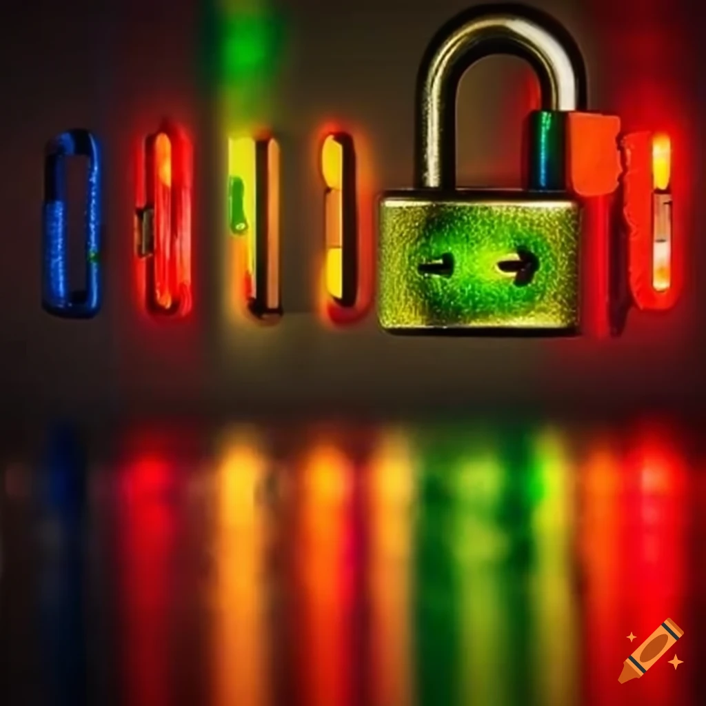 A colorful lock with uplifting words engraved on it on Craiyon