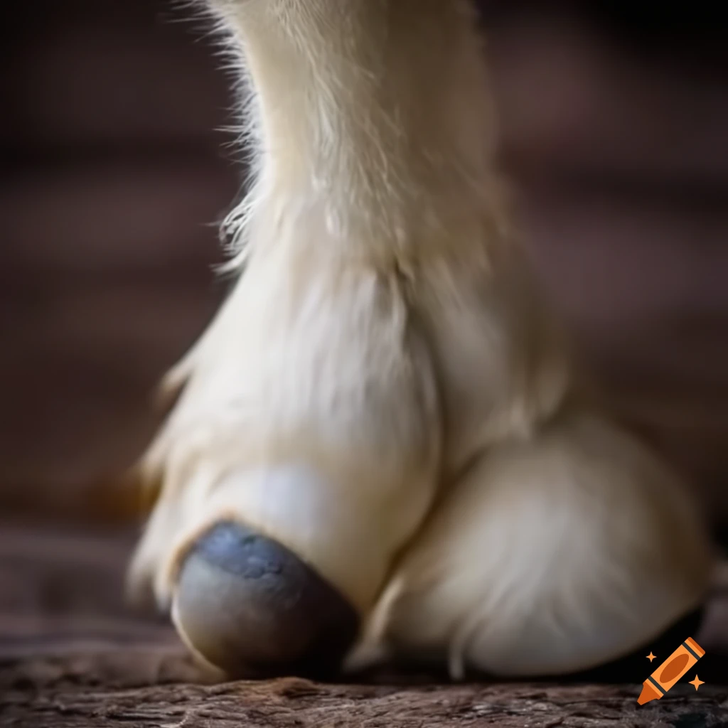 Macro shot of a white minotaur's hooves