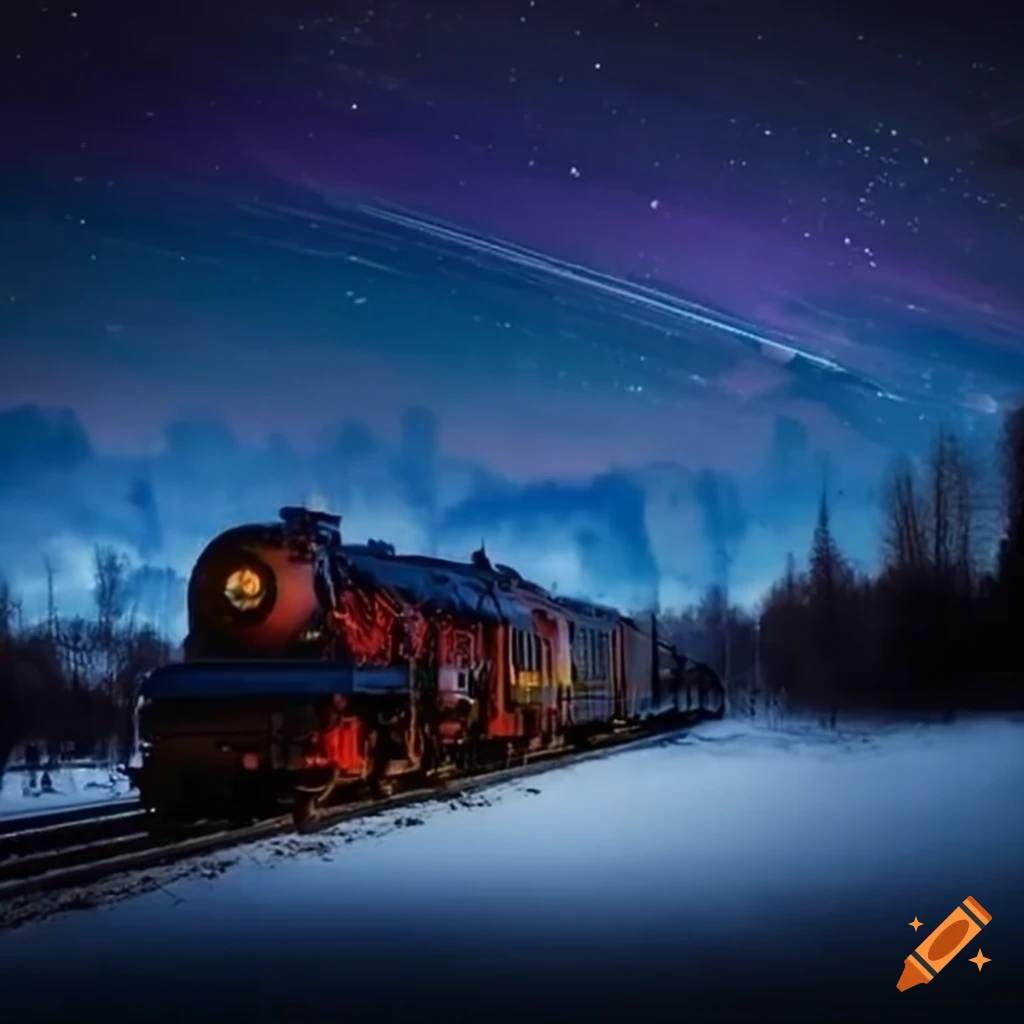 Train covered with stars on Craiyon