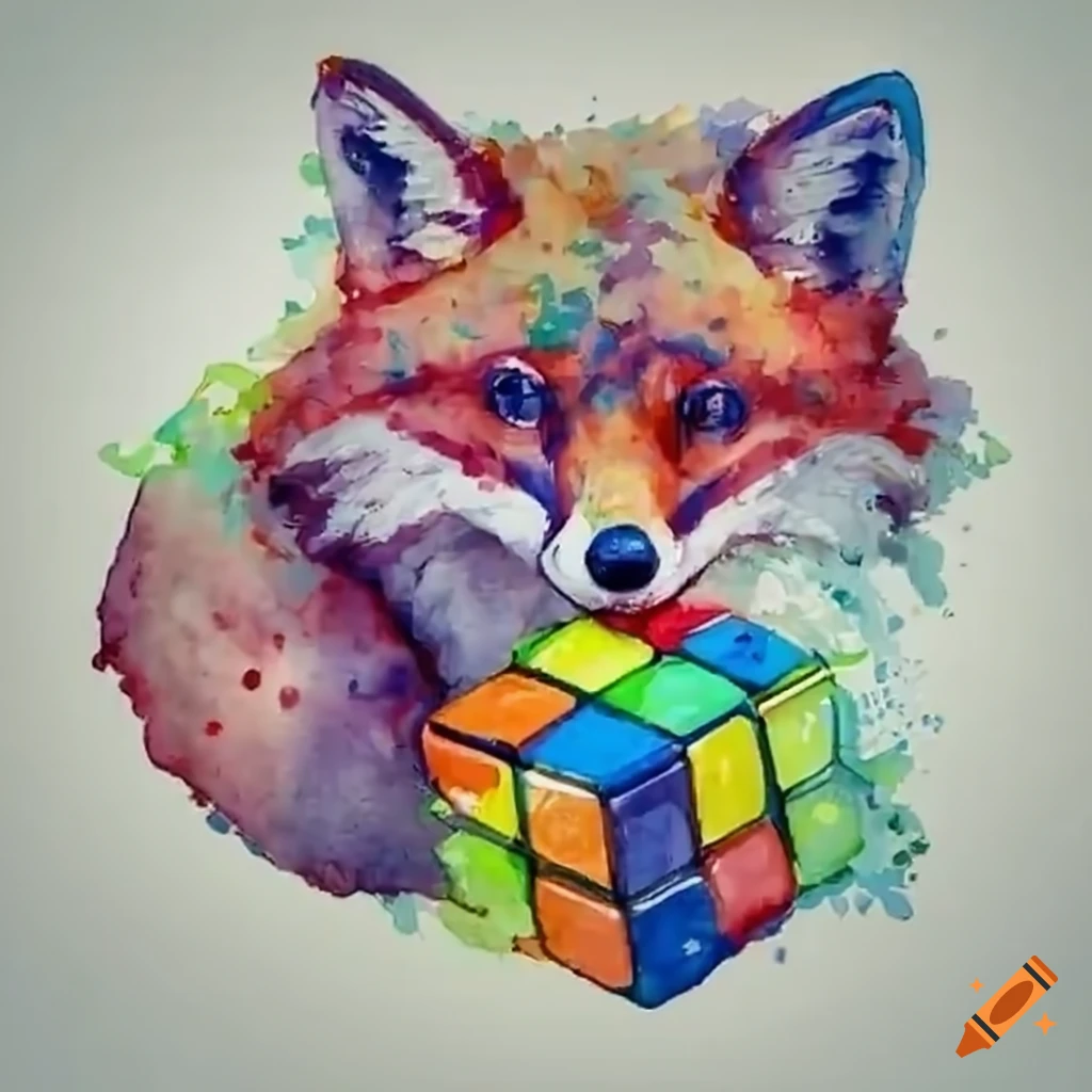 A fox playing rubik's cube on Craiyon