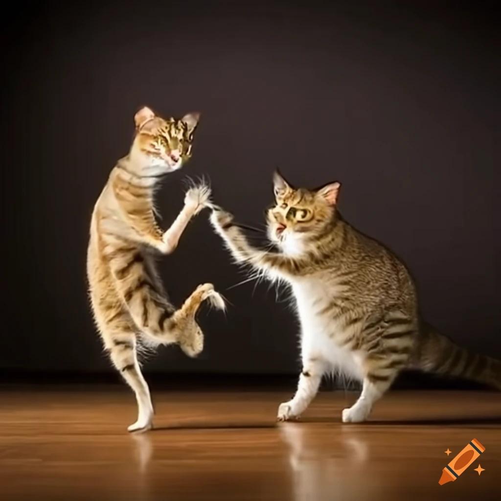 Two cats dancing tango