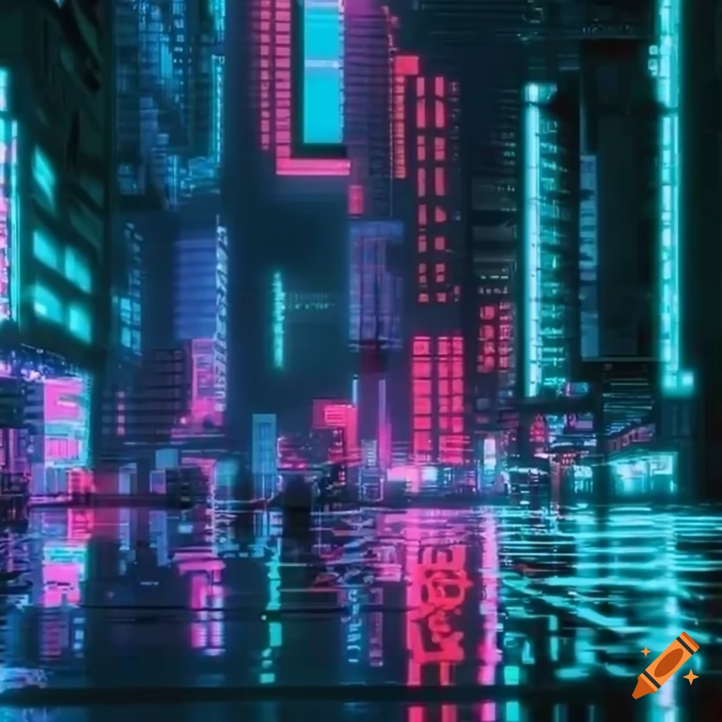 4k neon city synthwave matrix code