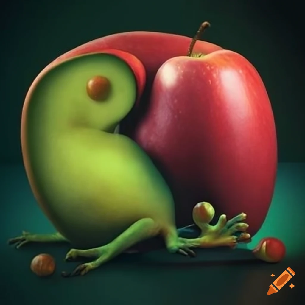 A hybrid with a psychotic arrangement of apple and frog qualities